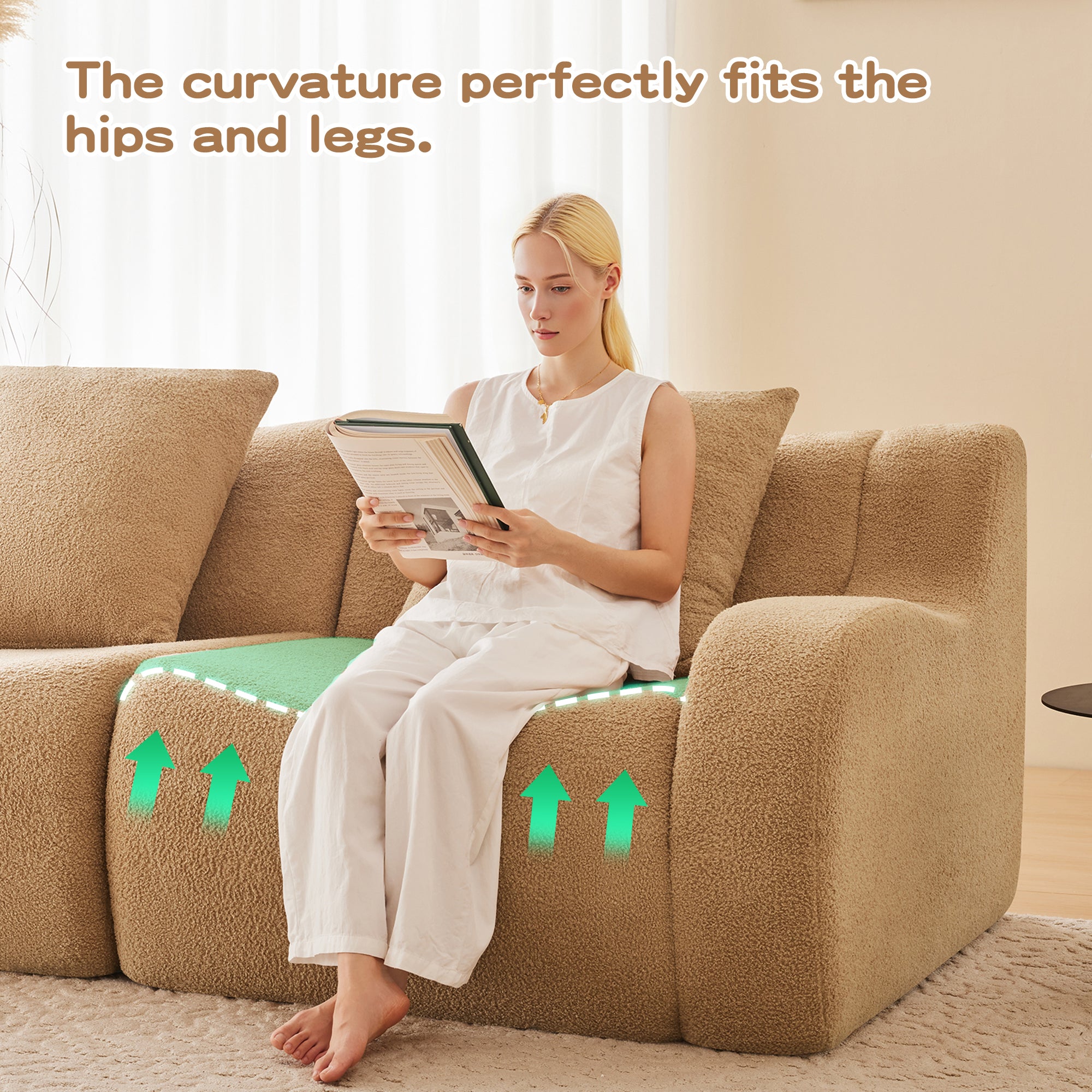 Boneless Sofa,3 Seat High-Quality Teddy Fabric,Anti-Slip Design,No Ass ...